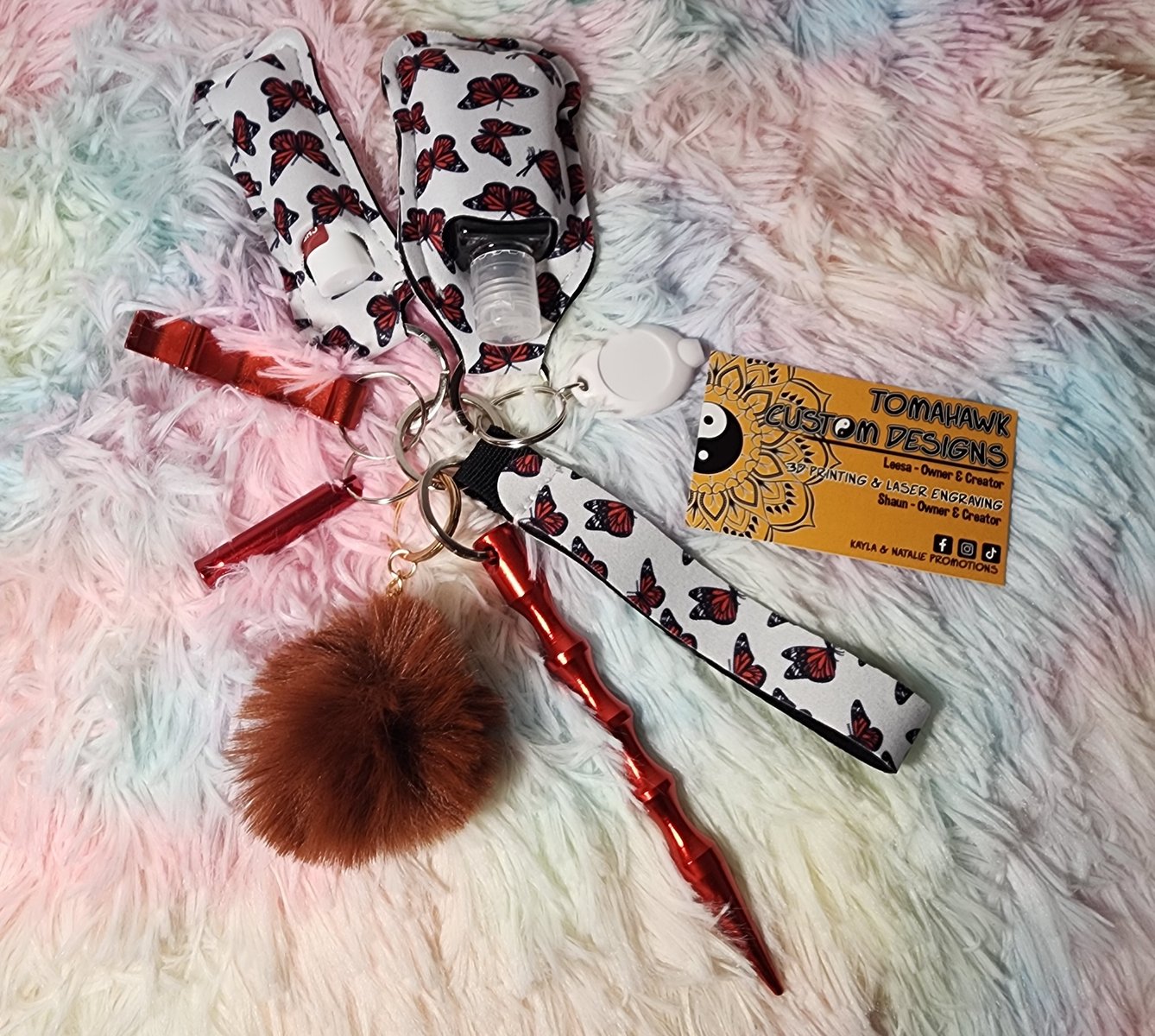 Red butterfly keychain set | Tomahawk Custom Designs