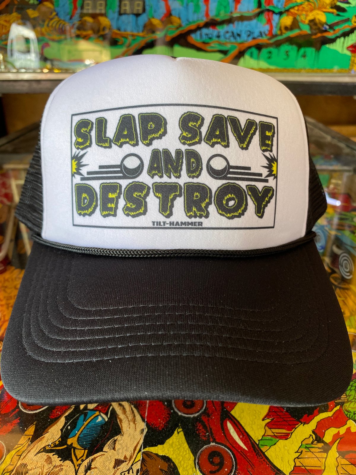 Slap Save and Destroy Trucker Hat V3 / Tilt-Hammer