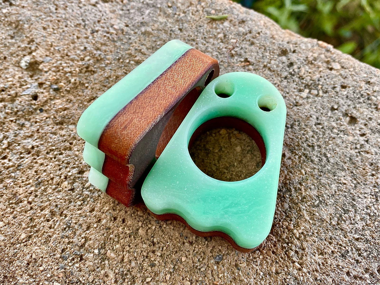 Tiff and white swirl resin with vintage micarta | EDC BOOS