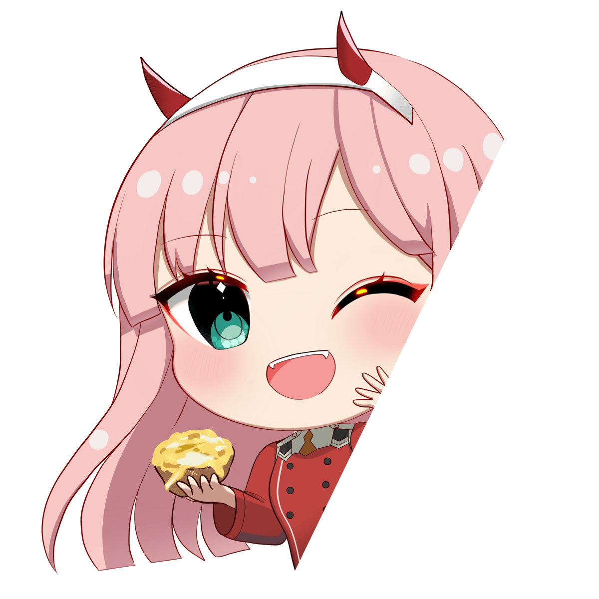 Zero Two Peeking Chibi | Kurumadesigns Zero Two Peeking Chibi | Kurumadesigns