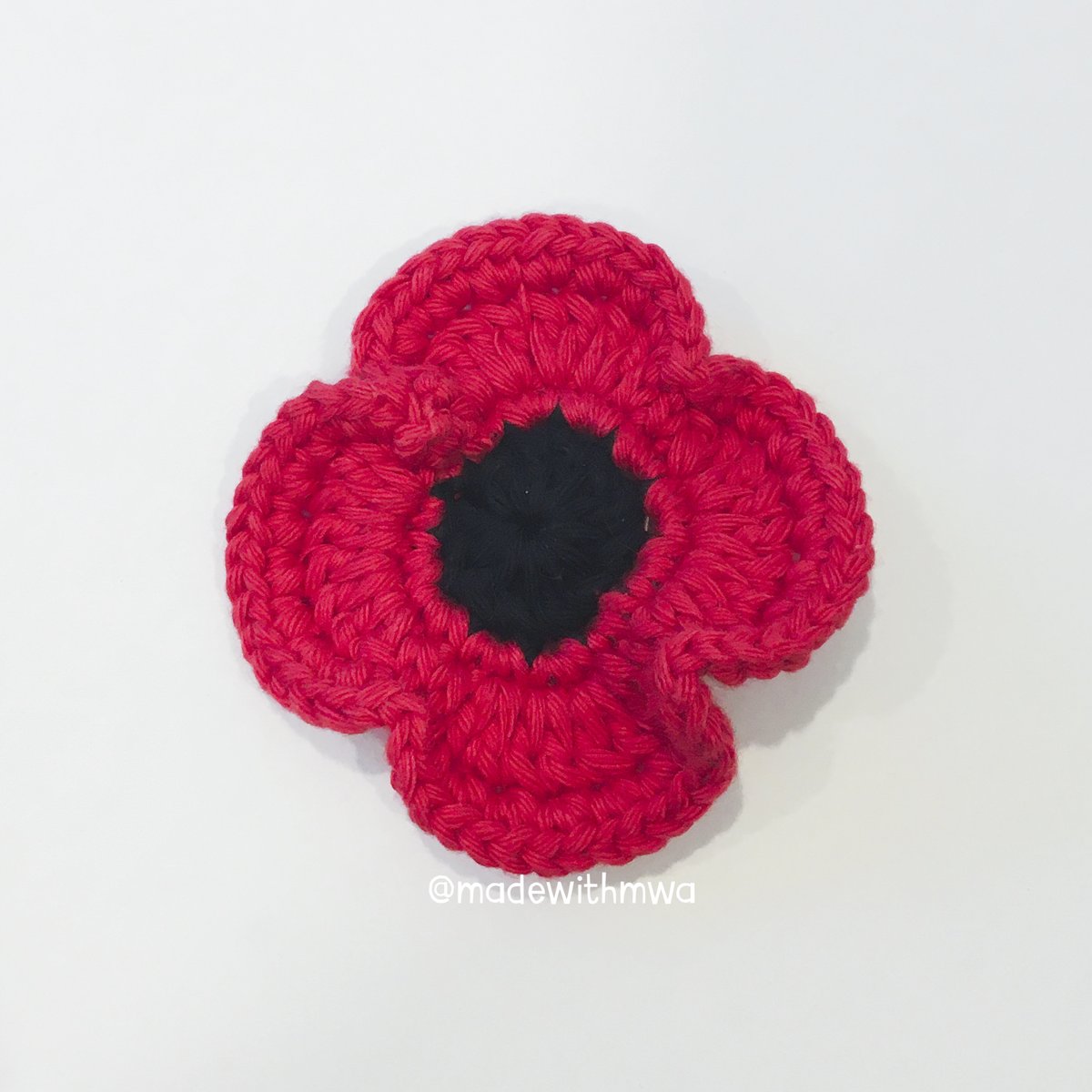 Remembrance poppy brooch | Made with Mwa Crochet