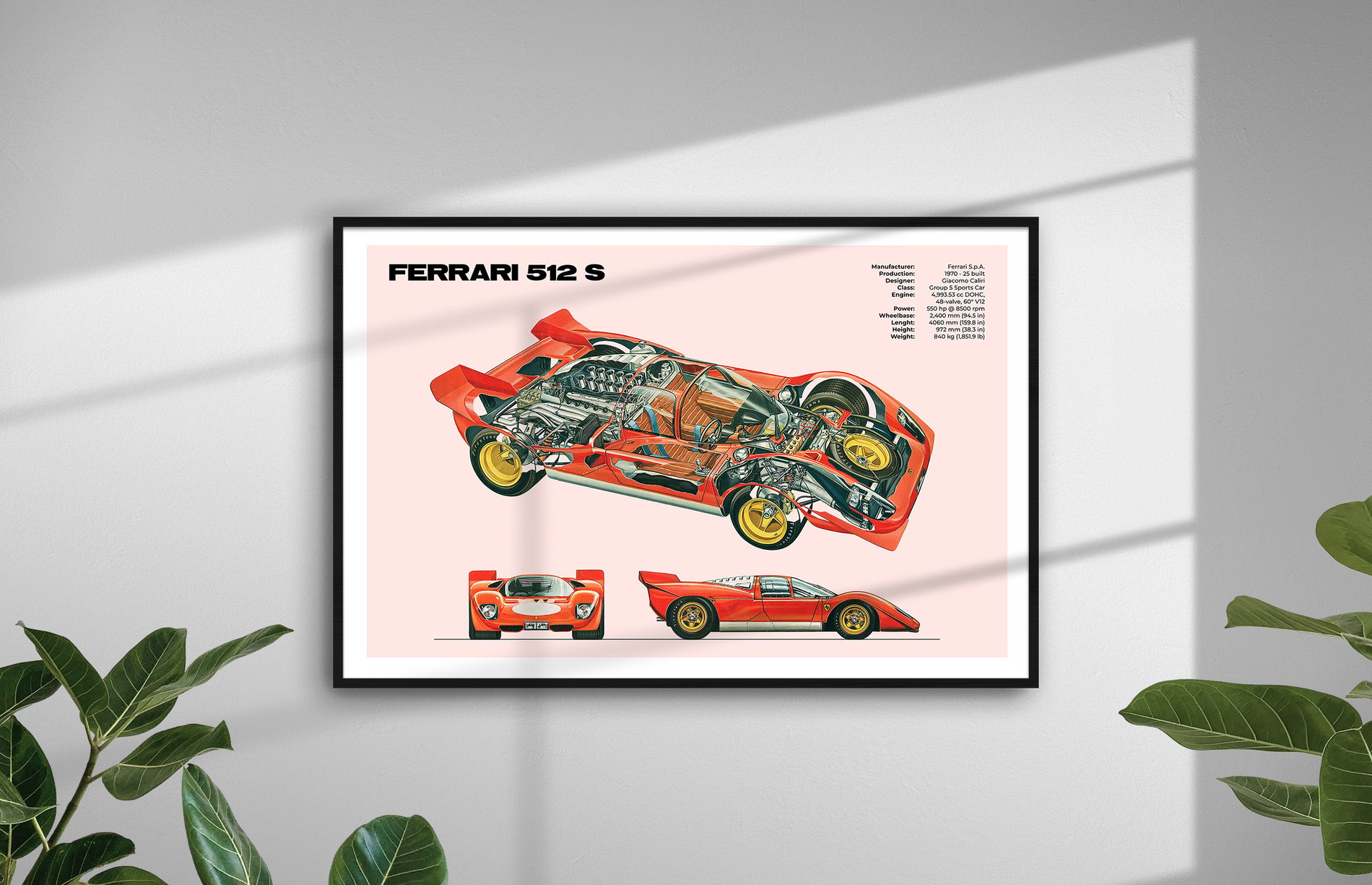 Ferrari 512 S - Classic Racing Sport Car Chassis Poster | Architeg Prints