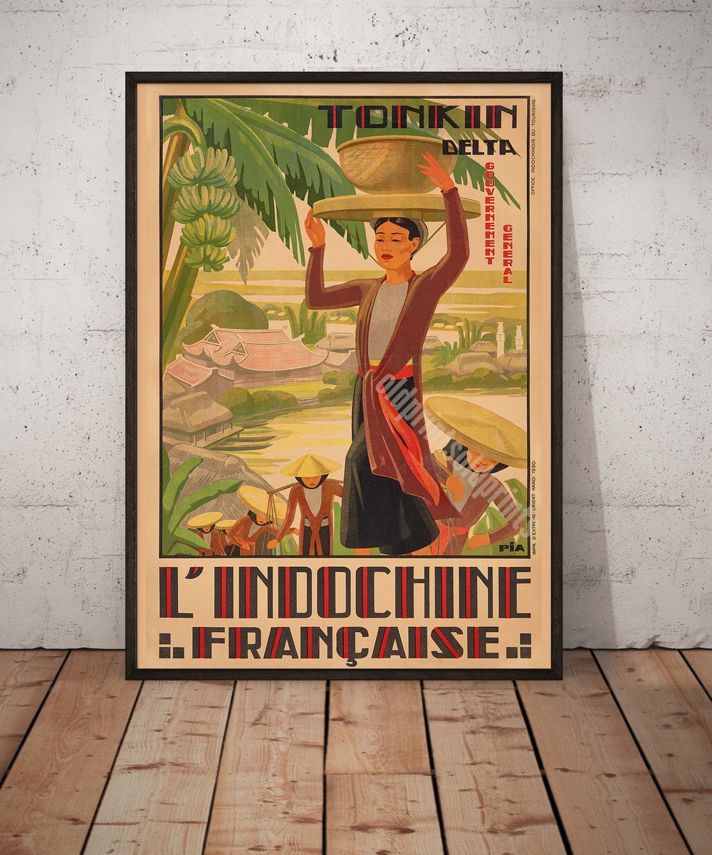 L'Indochine Française | Tonkin Delta Vintage Travel Poster | The ...