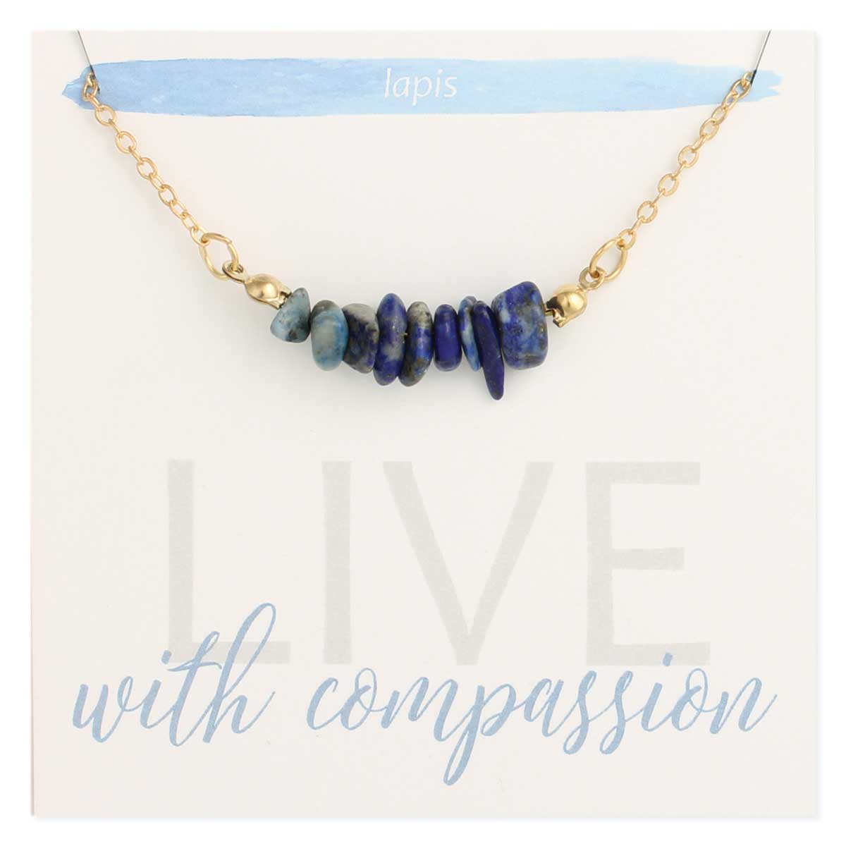 Movements Boutique — Live with Compassion Lapis Stone Chip Necklace