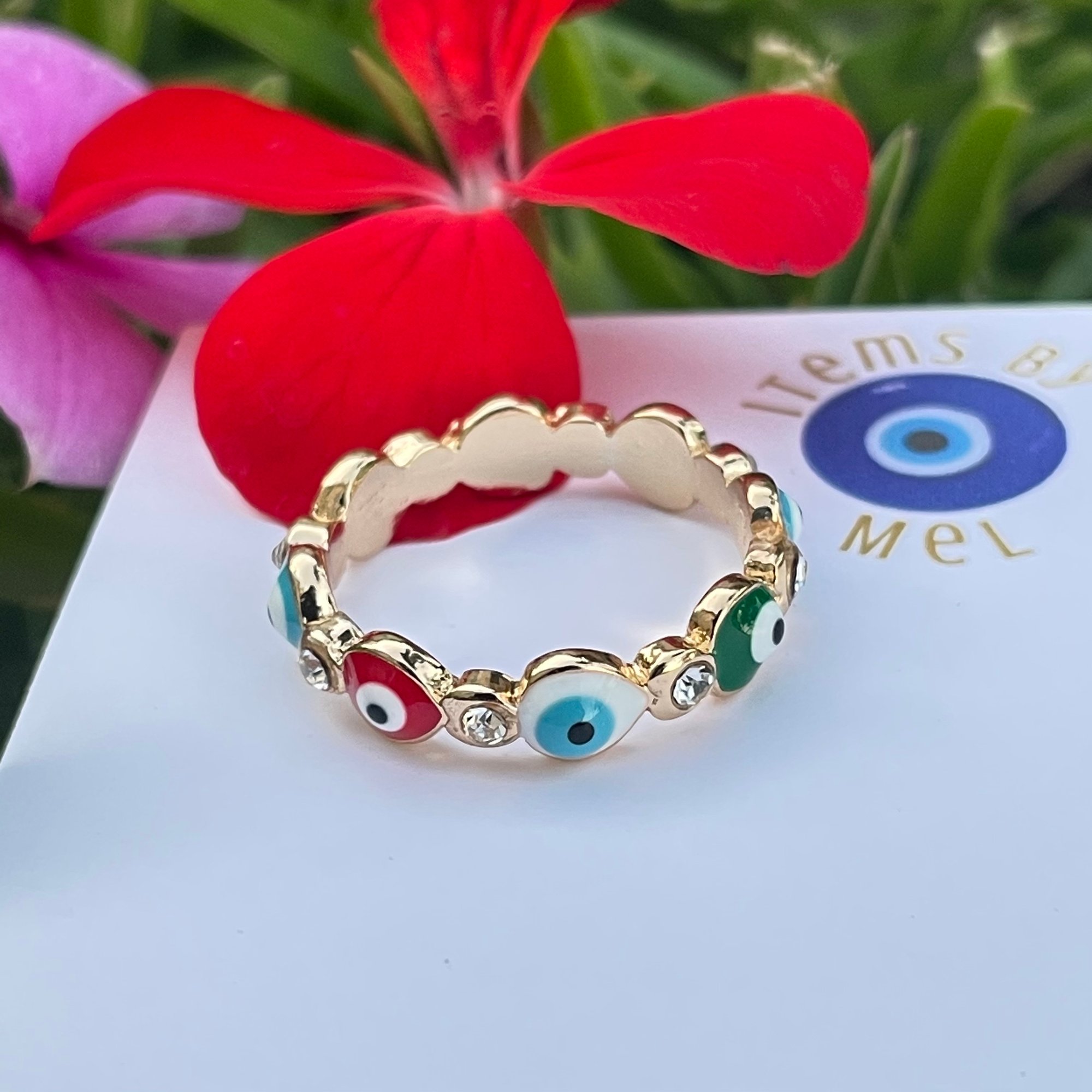 Evil Eye Ring - Teardrop (Multicolor) | Items By Mel, Inc.