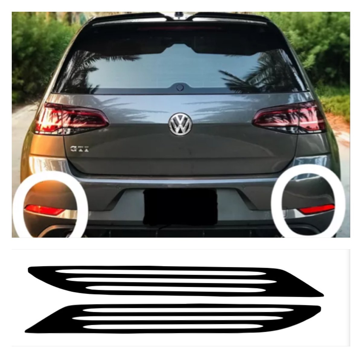 X2 Vw Golf Mk7.5 Golf GTI R GTD Rear Bumper Reflector Overlay Decal ...