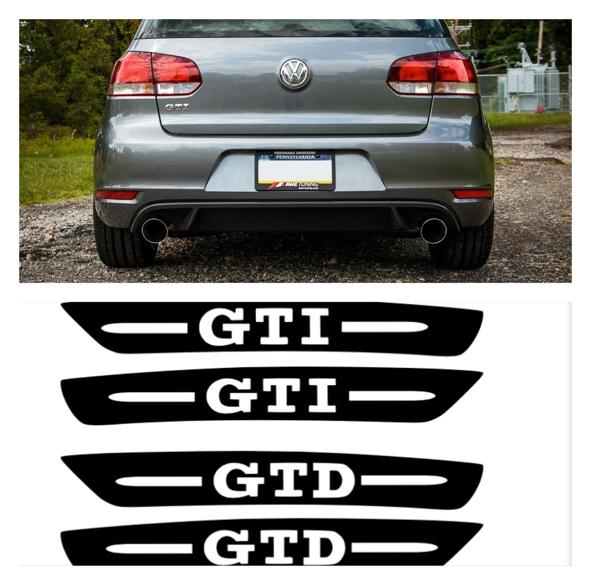 X2 Vw Golf Mk6 Gti and Gtd reflector overlay V2 - V3 sticker decal ...