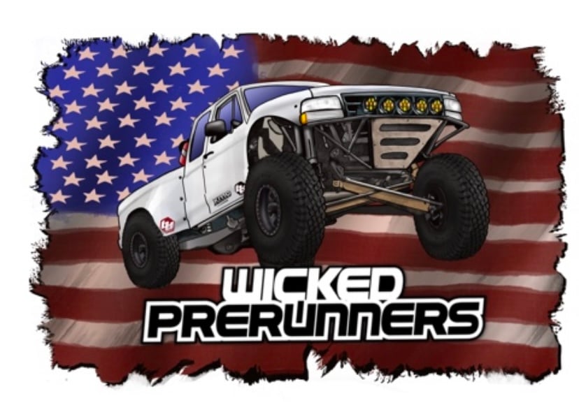 4x4 American Flag Sticker “Goofball” / Wicked Prerunners