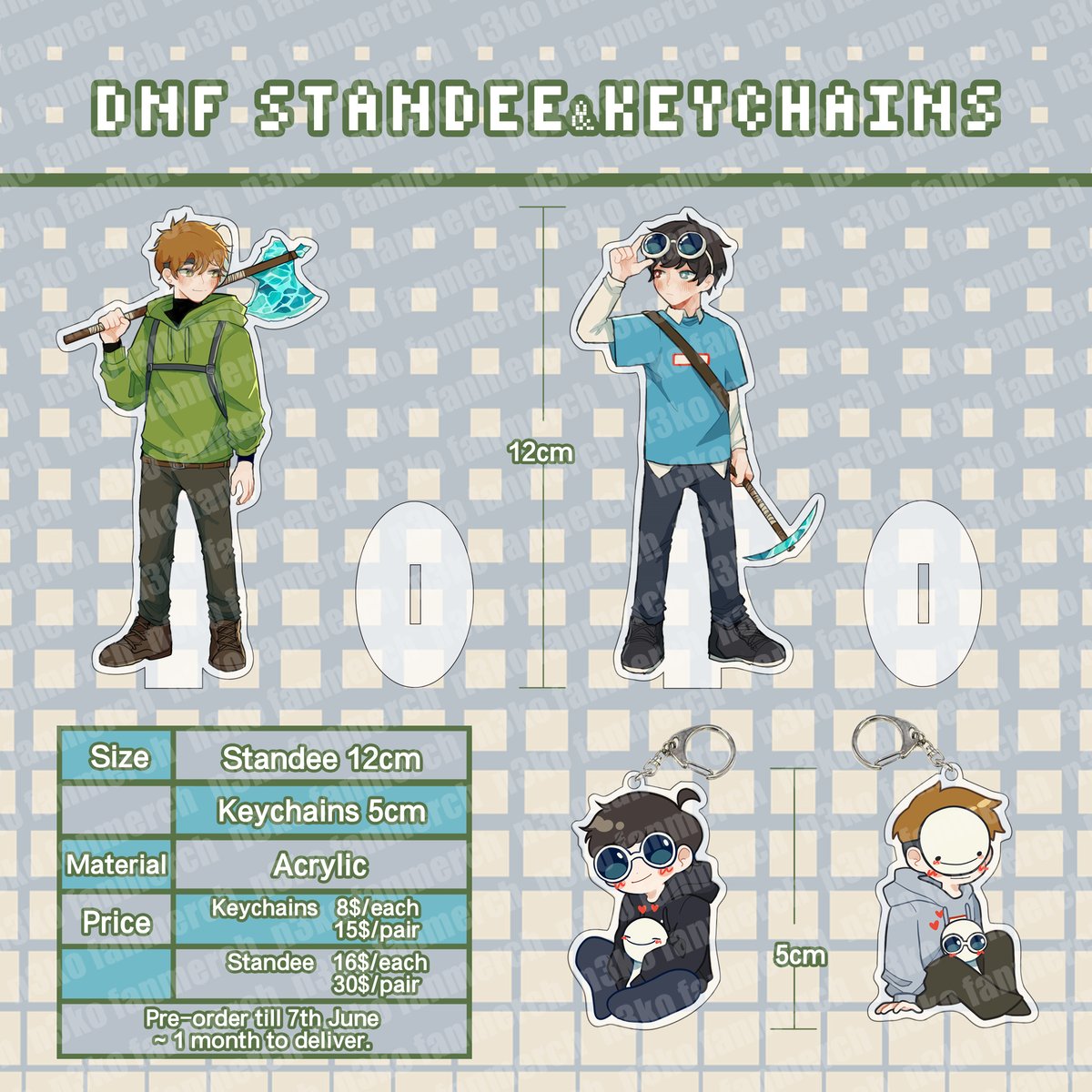 [Pre-order] DNF fanmade Acrylic Standee + keychains | N3ko Merch
