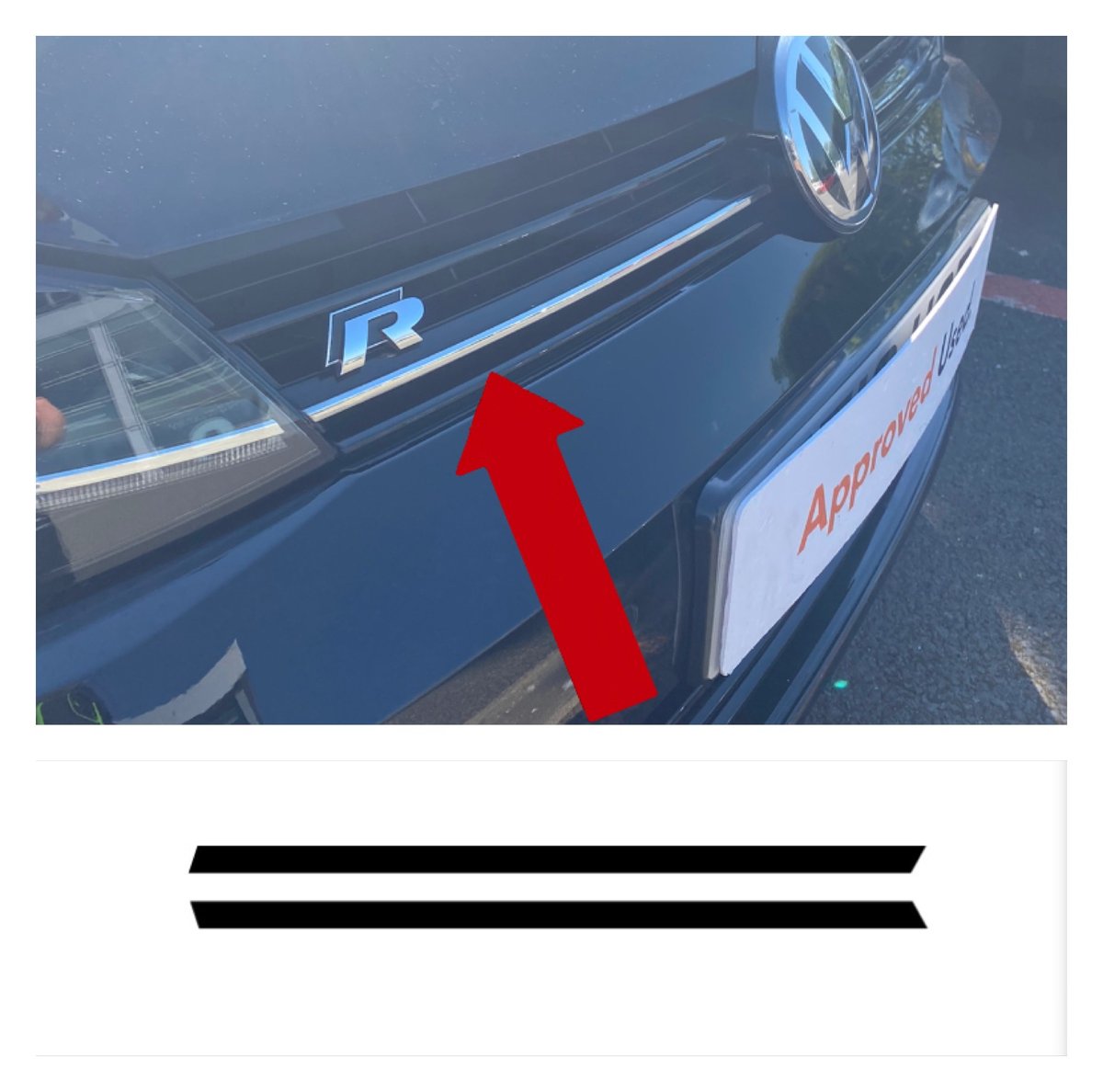 Mk7.5 Golf GTI R Front Grill Dechrome Strip Sticker Decal | QsCustom