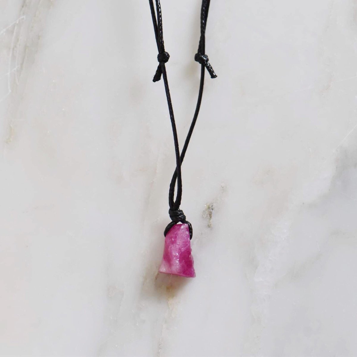 Rough Vietnam Ruby x black canvas chain necklace | The Dead Bird Jewelry