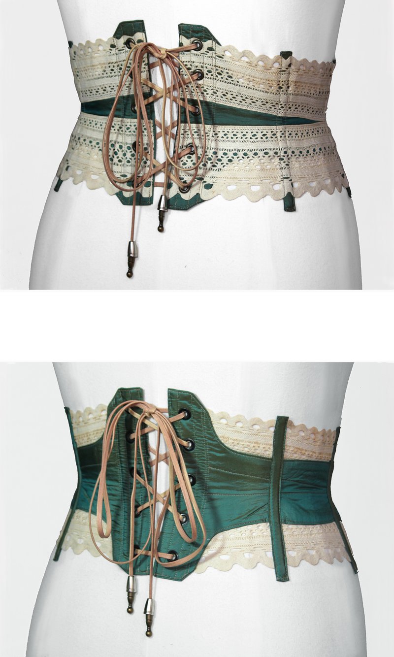 Gray Wool w/ Brass Button Corset Belt | Paloma Soledad