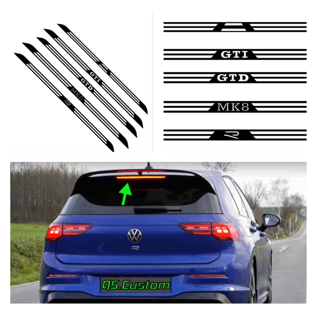 X1 Vw Golf Mk8 Gti R Gtd Brake light Overlay sticker Decal | QsCustom