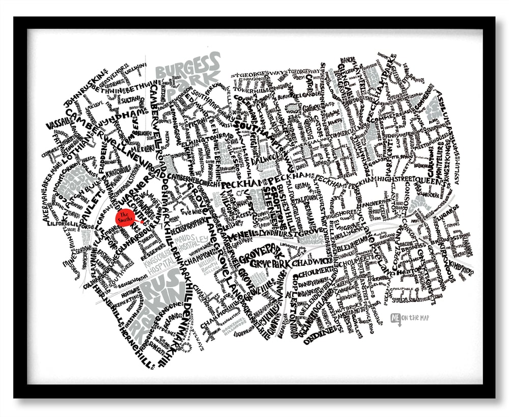 Camberwell SE5 & Peckham SE15 - SE London Type Map | Me On The Map
