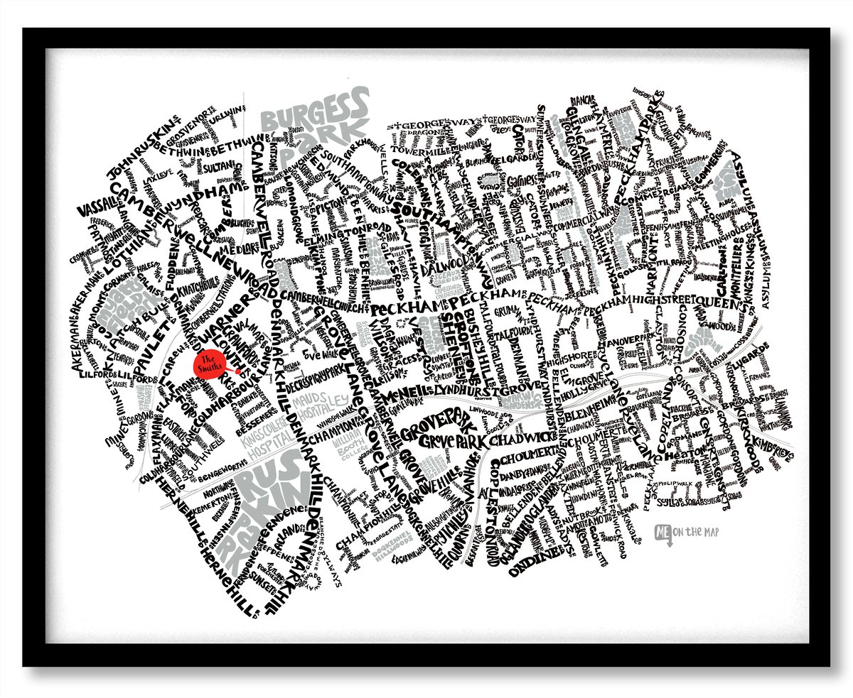 Camberwell SE5 & Peckham SE15 - SE London Type Map | Me On The Map