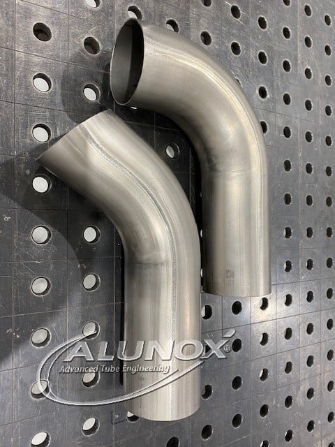 45° 1.25D Mandrel Bends in 1.2mm Wall Titanium Grade 2 | Alunox