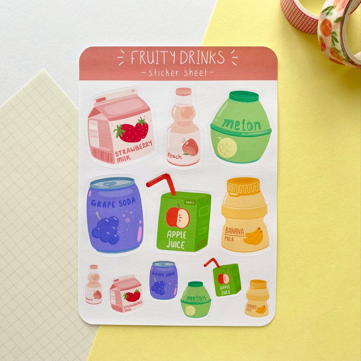 Fruity Drinks Sticker Sheet | brookeillust