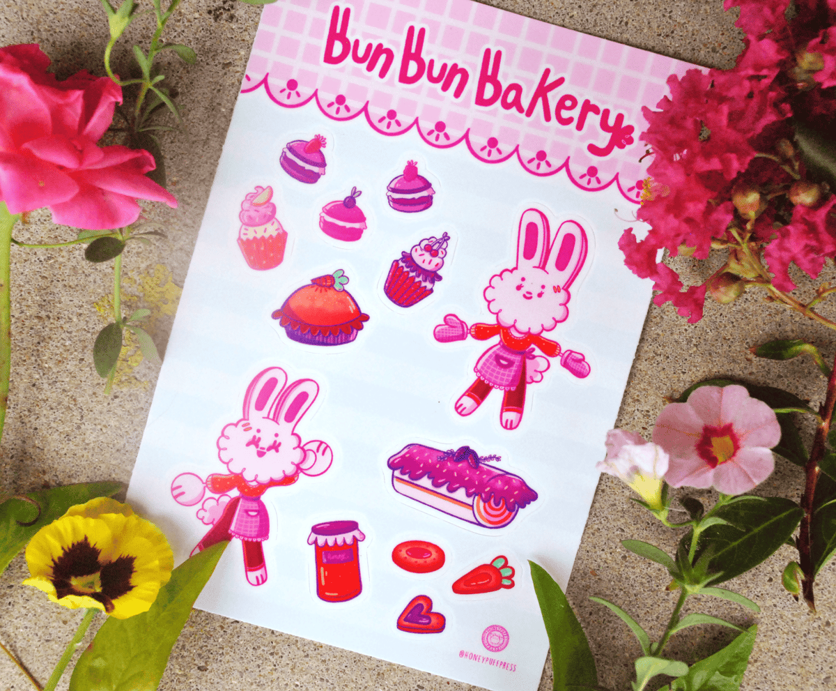 "Bun Bun Bakery" Sticker Sheet | Honeypuff Press