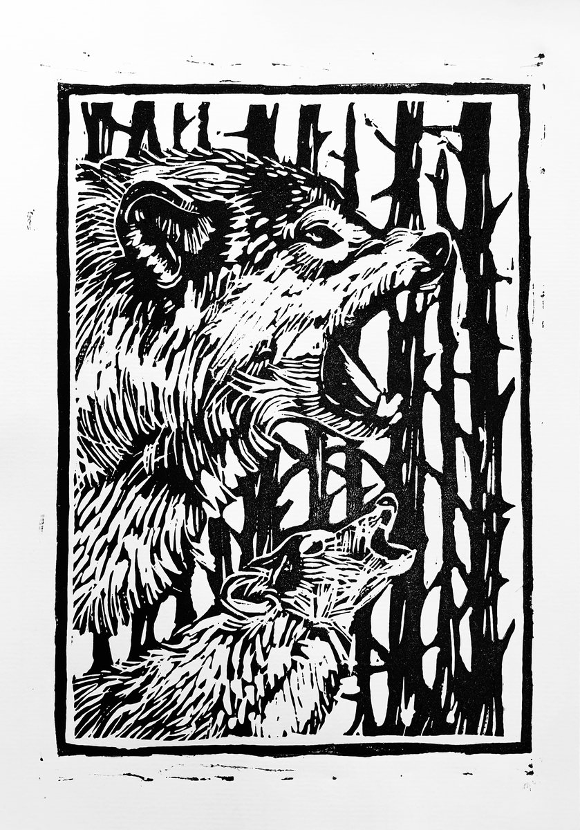 Wolf Lino Print | The Bonehive