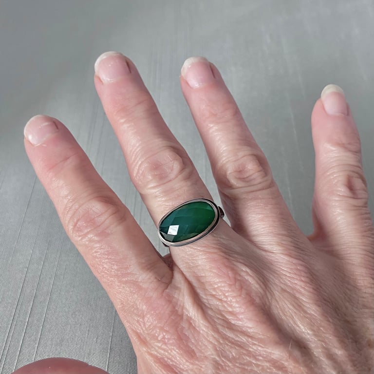 Faceted Green Onyx And Sterling Silver Ring Lisa Hopkins Design