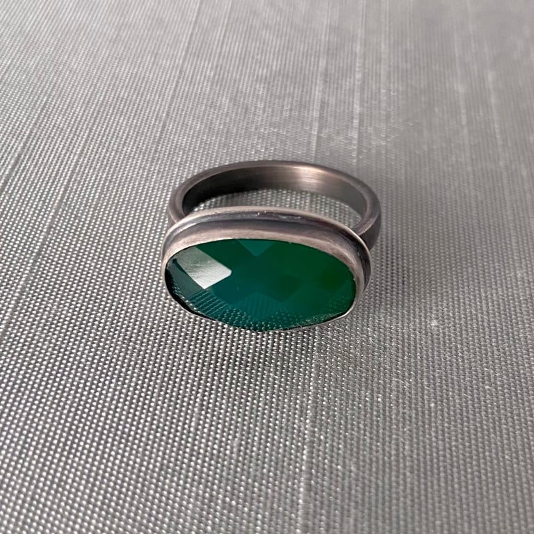 Faceted Green Onyx And Sterling Silver Ring Lisa Hopkins Design