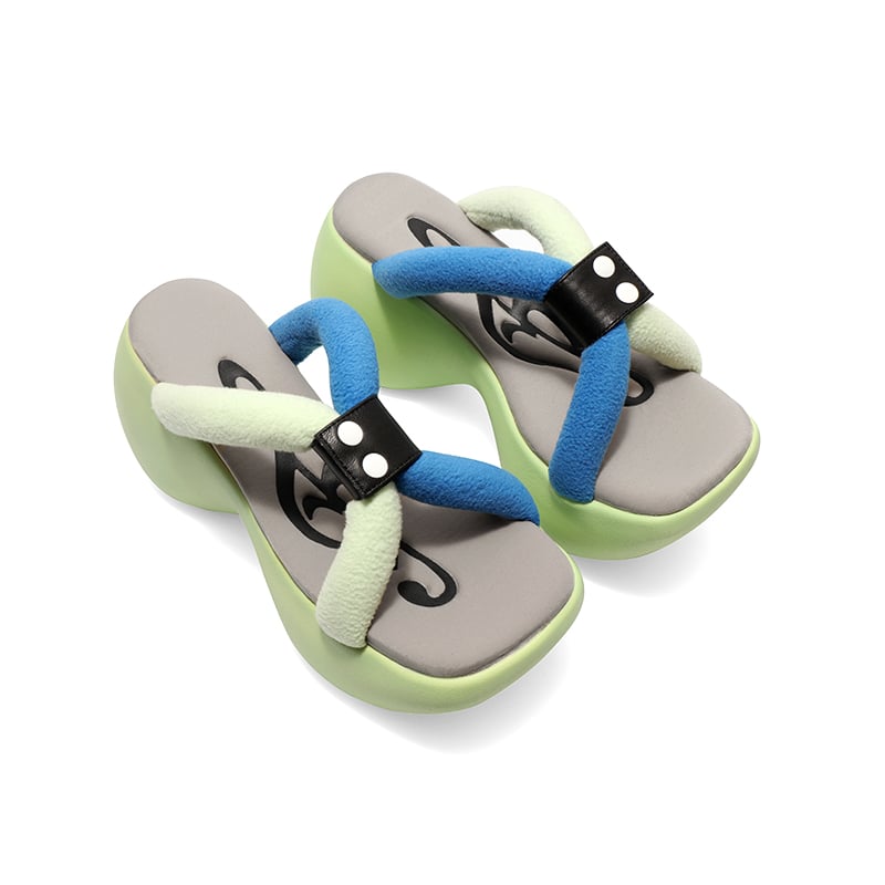 Green Platform Slippers 'Portable' | GRAPE