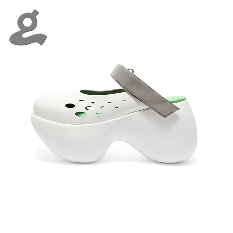 White Microfiber Platform Slippers 'Airship' | GRAPE