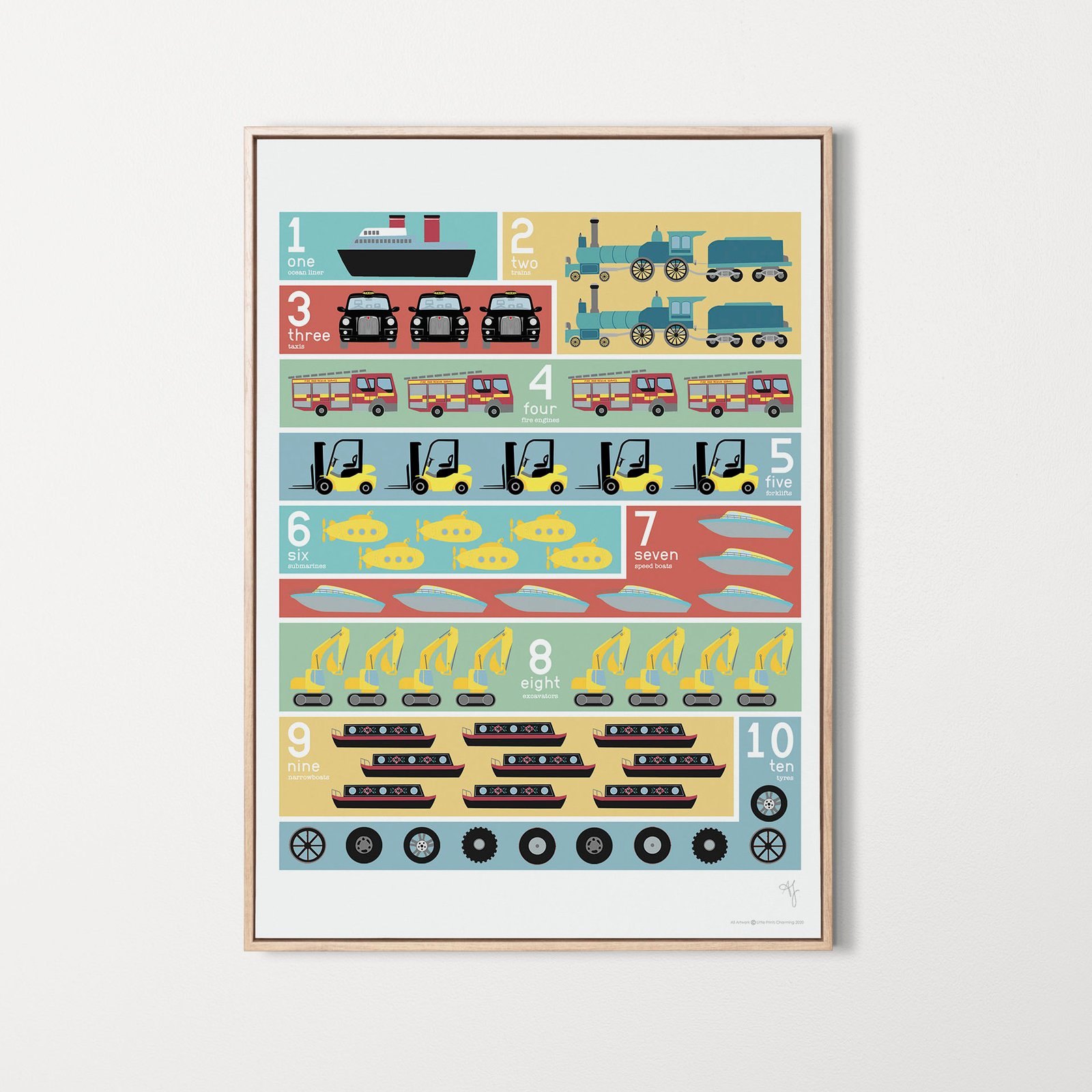 Transport 1 to 10 Number Print | Little Prints Charming
