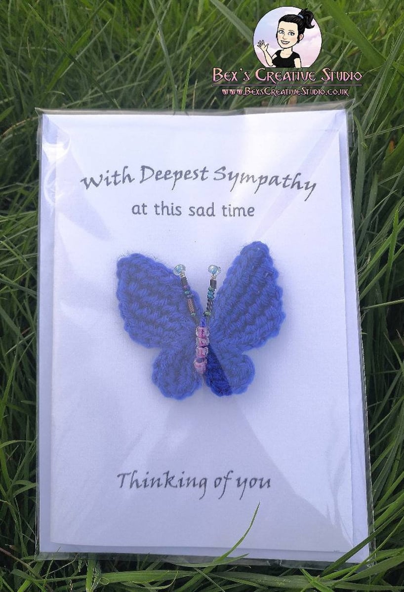 Sympathy Card with Removable Crochet Brooch | BexsCreativeStudio