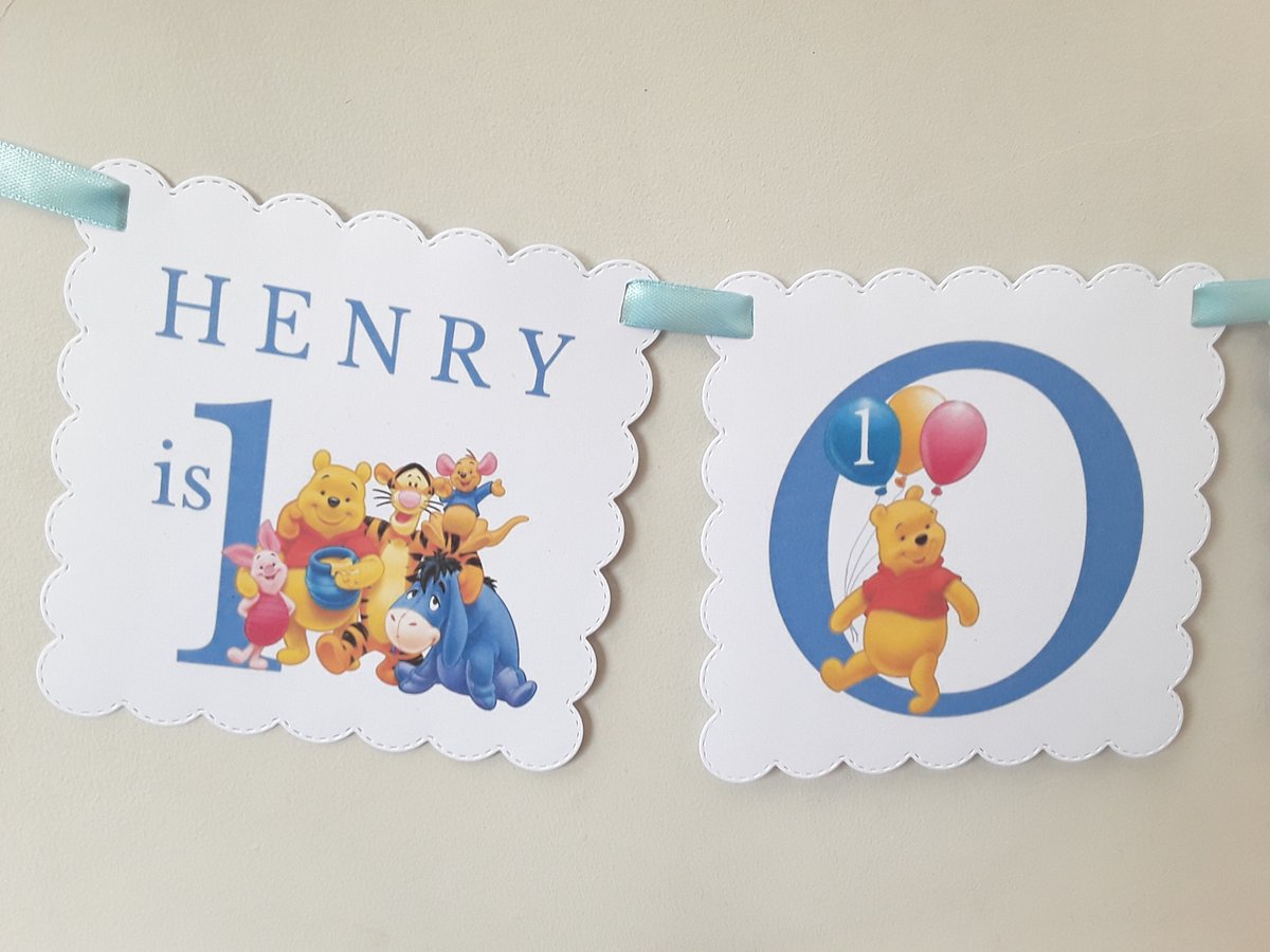 Personalised Winnie the Pooh Banner,ANY AGE or Name,Winnie the Pooh ...
