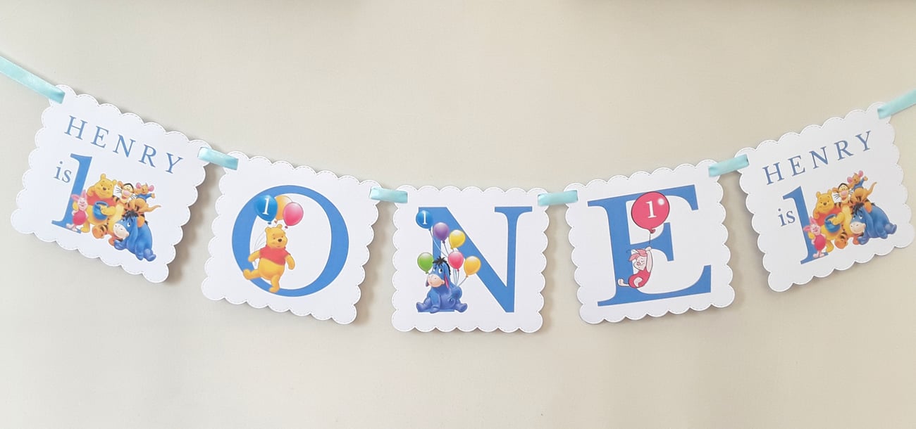 Personalised Winnie the Pooh Banner,ANY AGE or Name,Winnie the Pooh ...