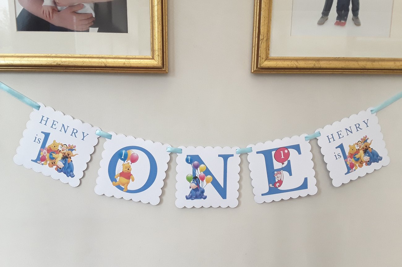Personalised Winnie the Pooh Banner,ANY AGE or Name,Winnie the Pooh ...