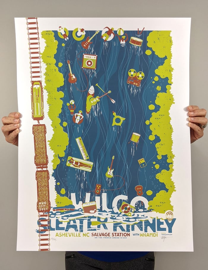 All 5 Wilco Felt Posters from "The Incredible Shrinking Tour of Chicago ...
