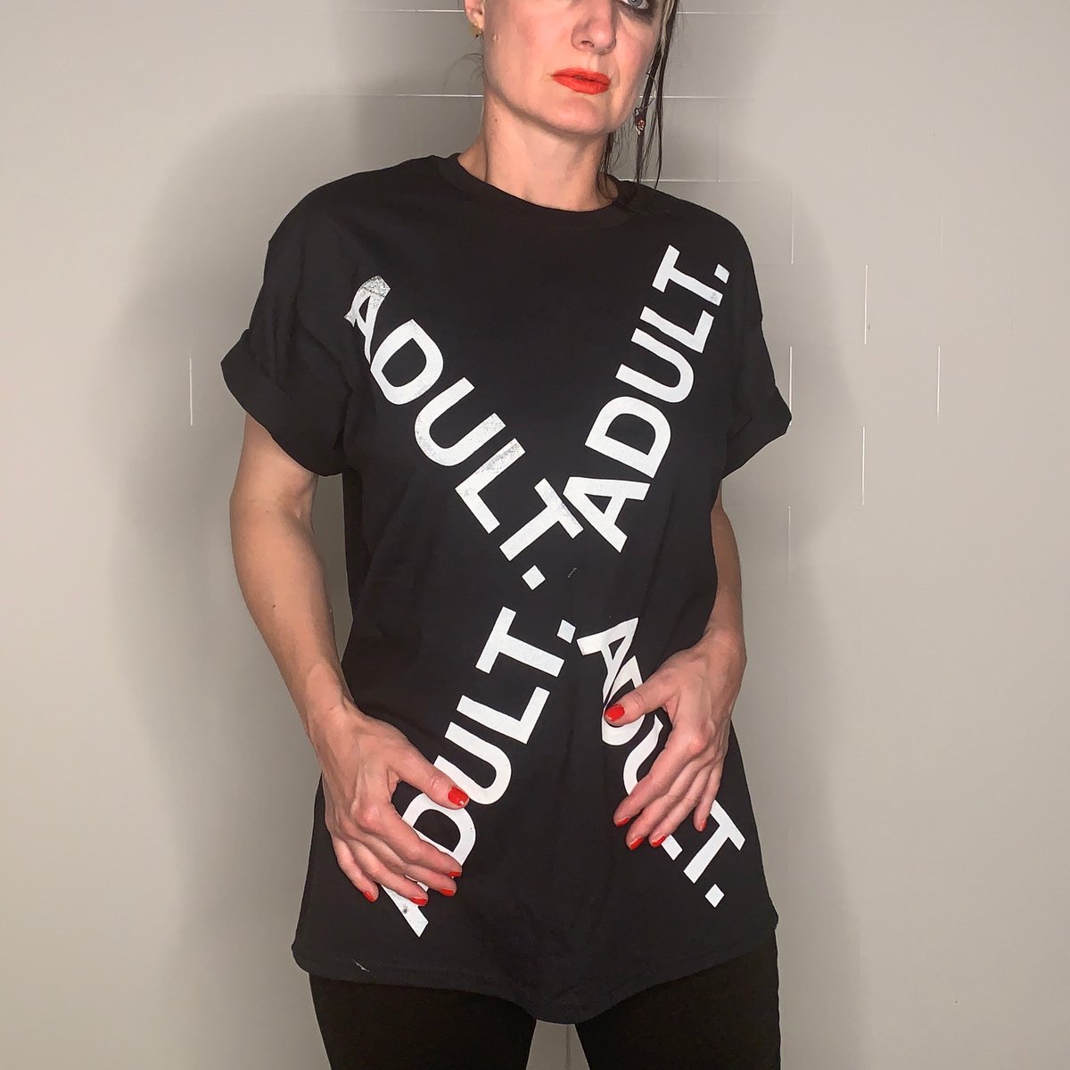 ADULT. X-style, hand screened shirt | ADULT.