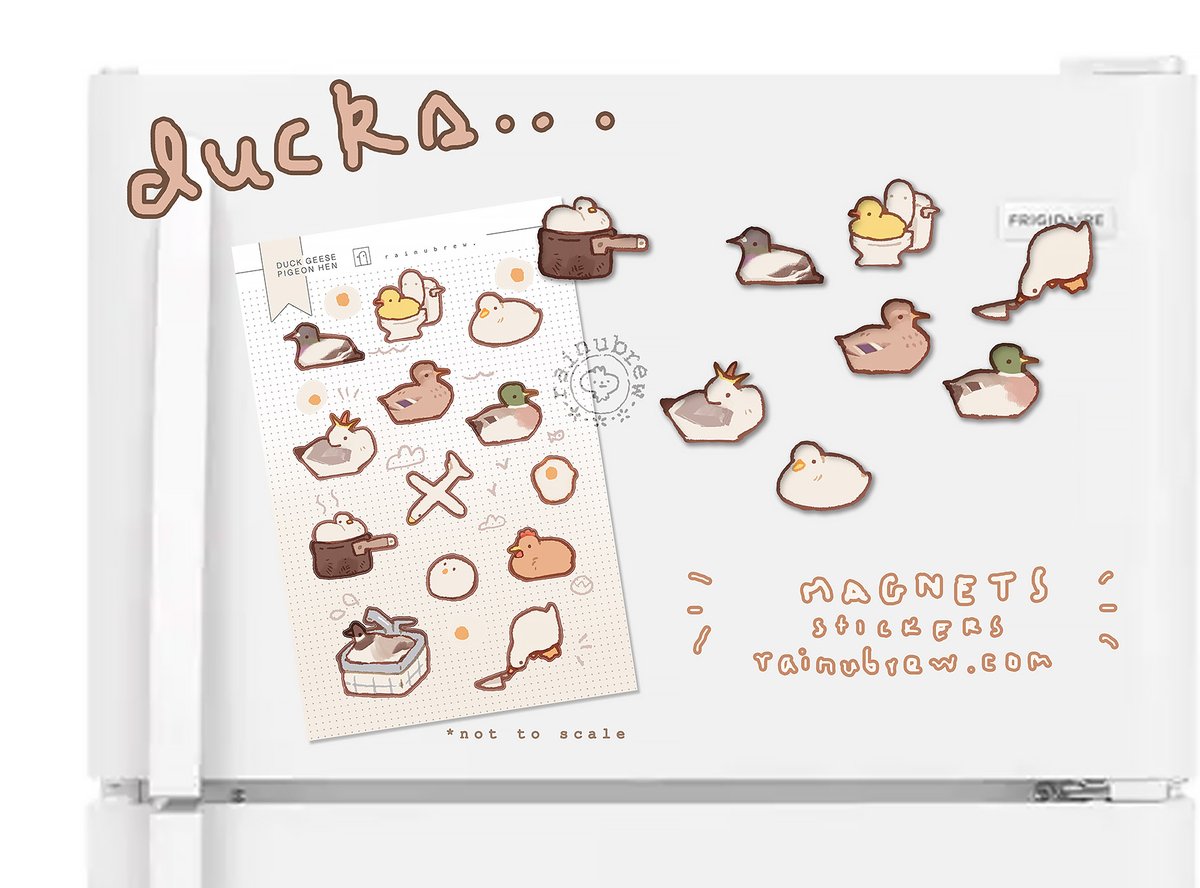 ducks... | Sticker Sheet & Magnets | rainubrew