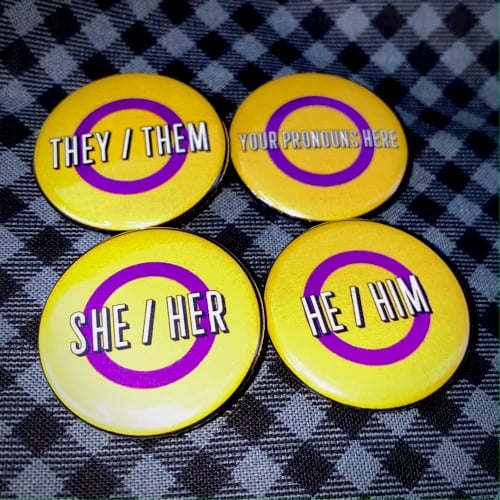 Pronoun Button Intersex Pride Flag 1 25 Button Button Custom