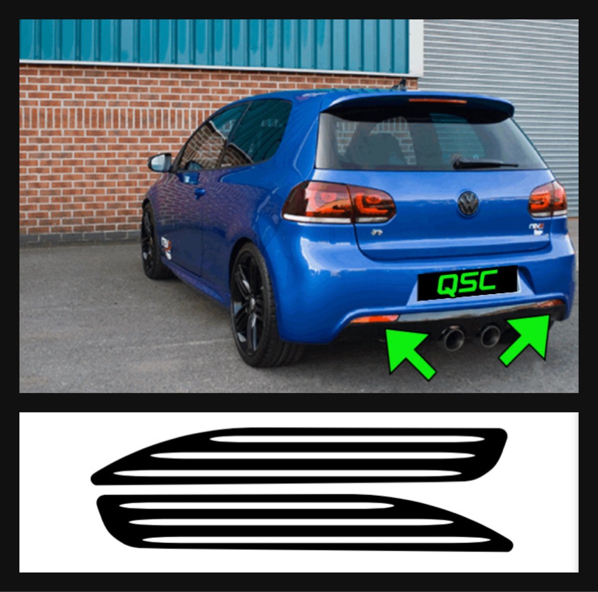 X2 Vw Golf Mk6 R only Rear Reflector Stickers | QsCustom