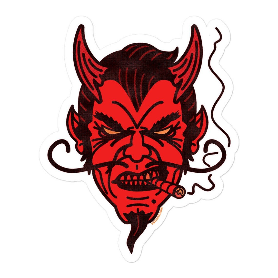 Red Devil Smoking Sticker | yeti bite
