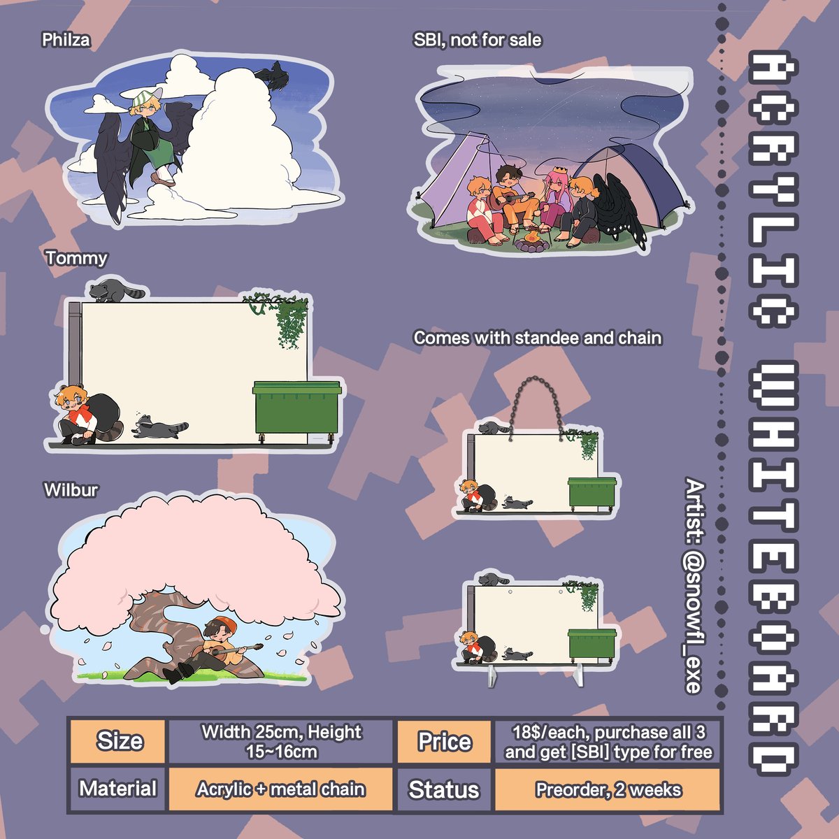 [Ready-Stock] Fan-made Acrylic Writing Board | N3ko Merch