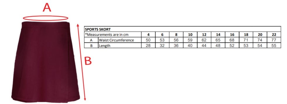 Girls Maroon Sports Skort (Price Before Tax) | Narrabeen Lakes Public ...