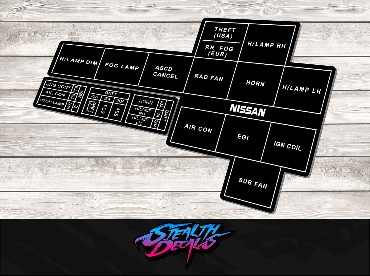 300ZX Fairlady Z fuse box cover sticker set | Stealth Decals