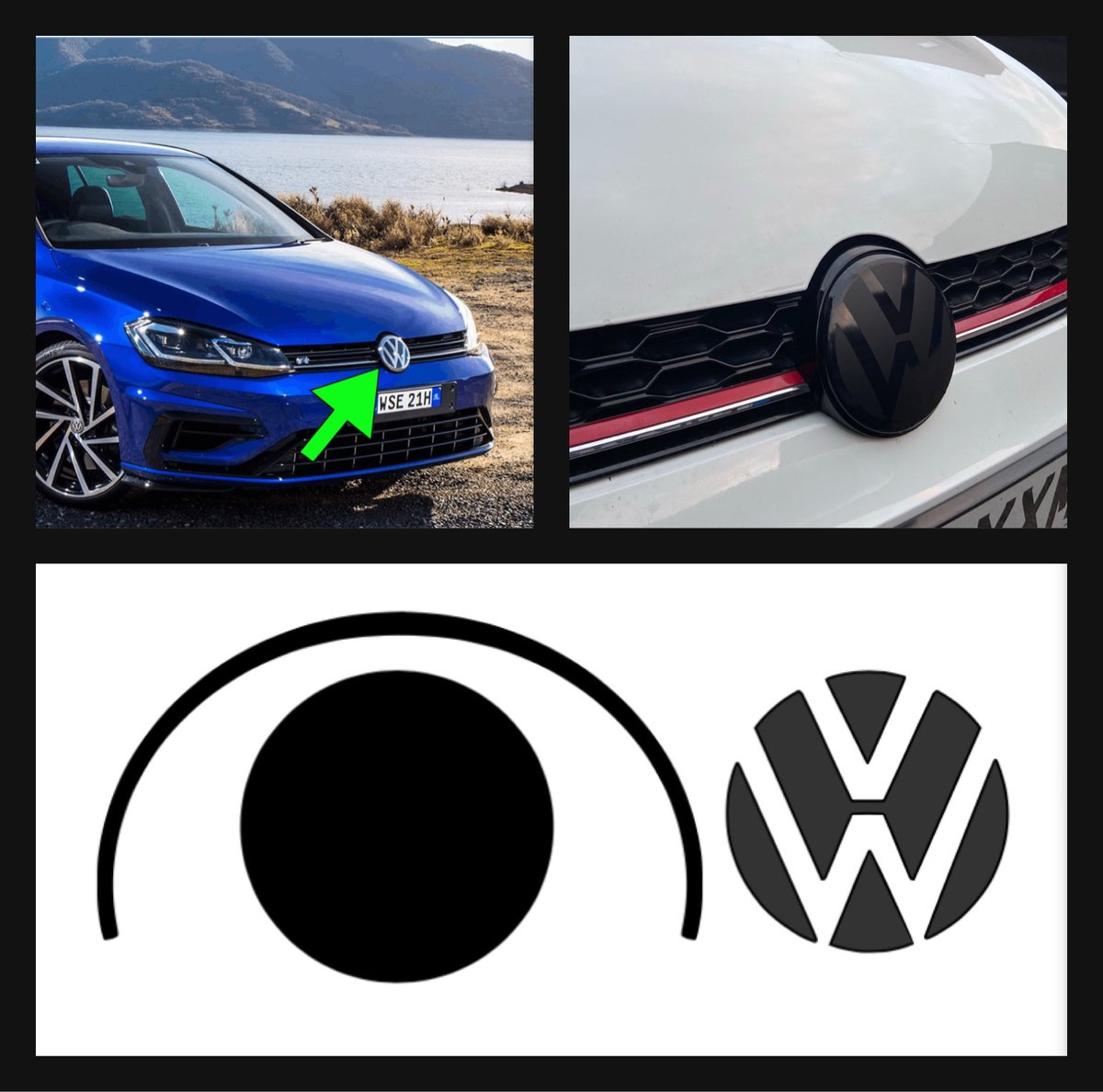 X1 Vw Golf Mk7.5 Front Dechrome Radar badge Overlay | QsCustom