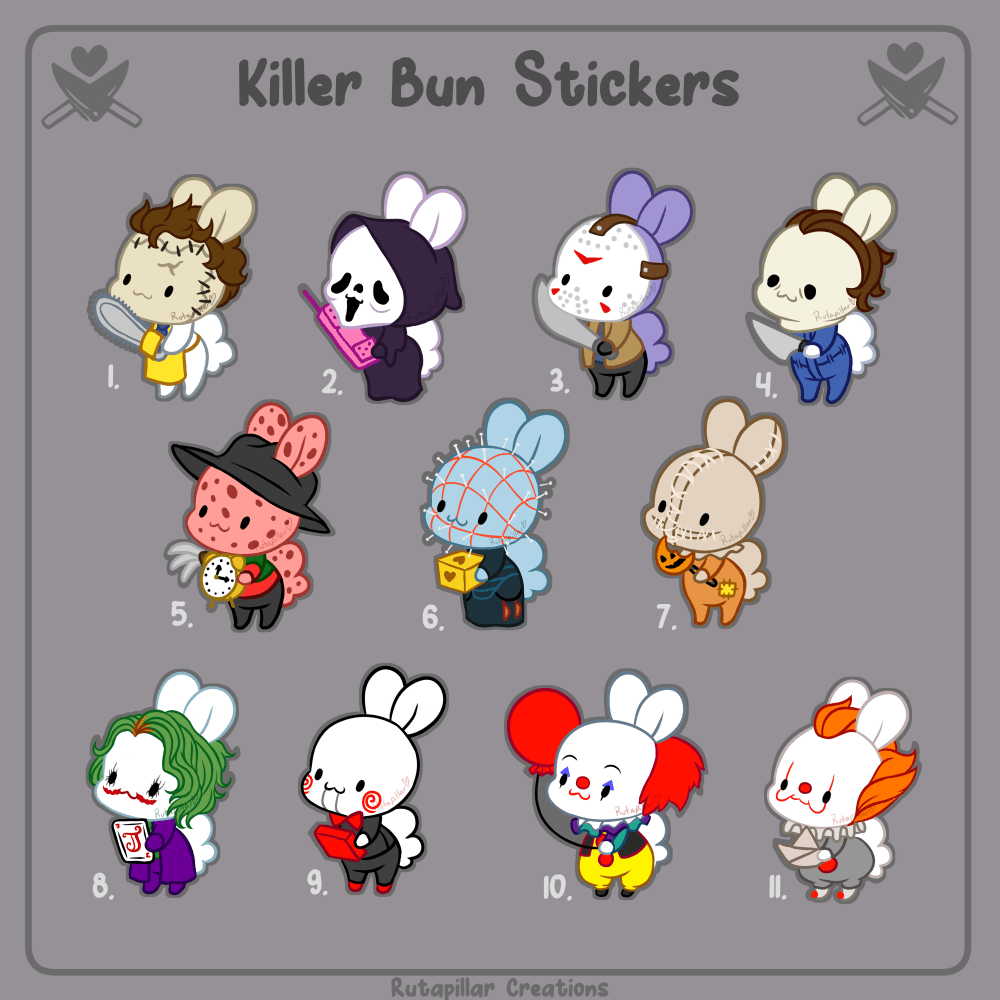 Killer Bun Stickers | Rutapillar Creations