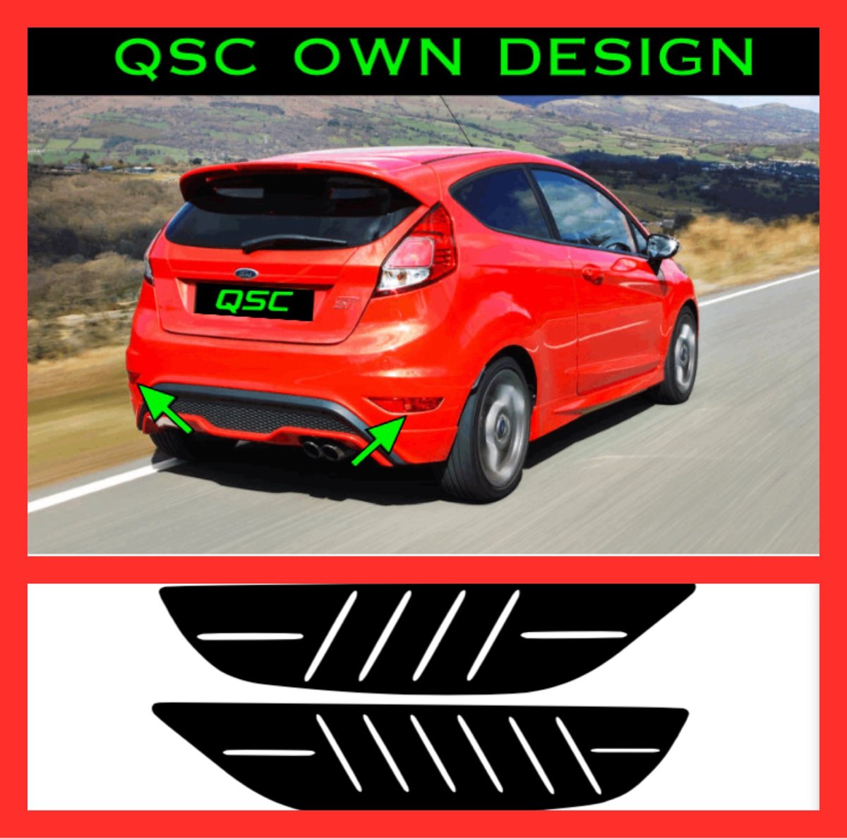 X2 Mk7/7.5 Ford Fiesta Rear bumper reflector/fog overlay sticker | QsCustom