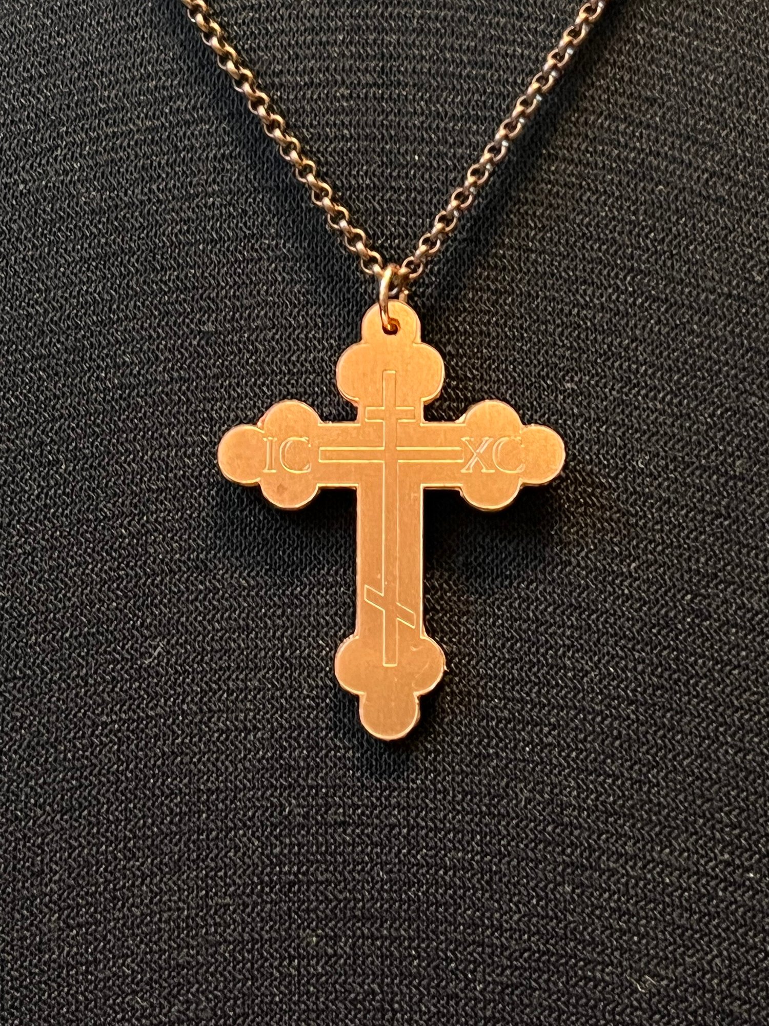 Solid Copper Orthodox Cross Necklace | Copper Cross Metalweaving