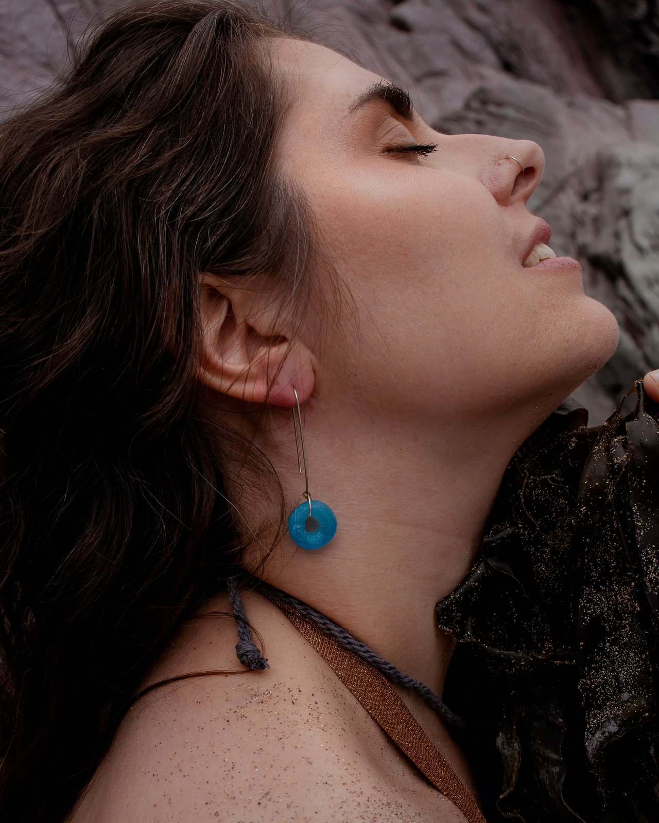 Elusive Blue Cast Glass & Sterling Silver loop earrings | Amy ...