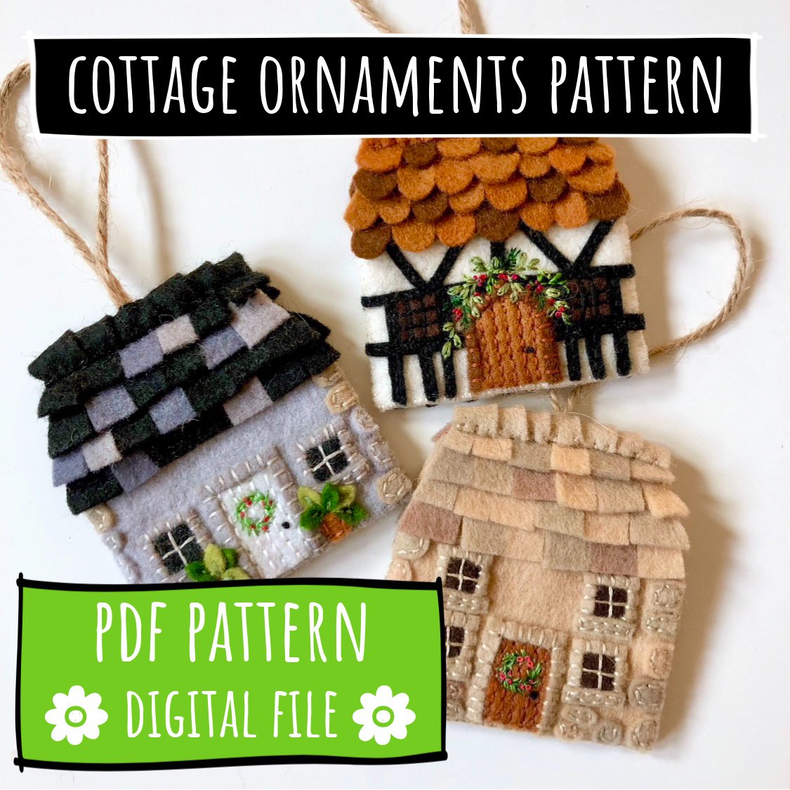 PDF Downloadable Pattern - Little English Cottage ornaments | Fabric ...