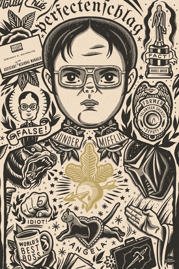 Dwight - Icon Print - Gold Heart Variant | Dave Quiggle