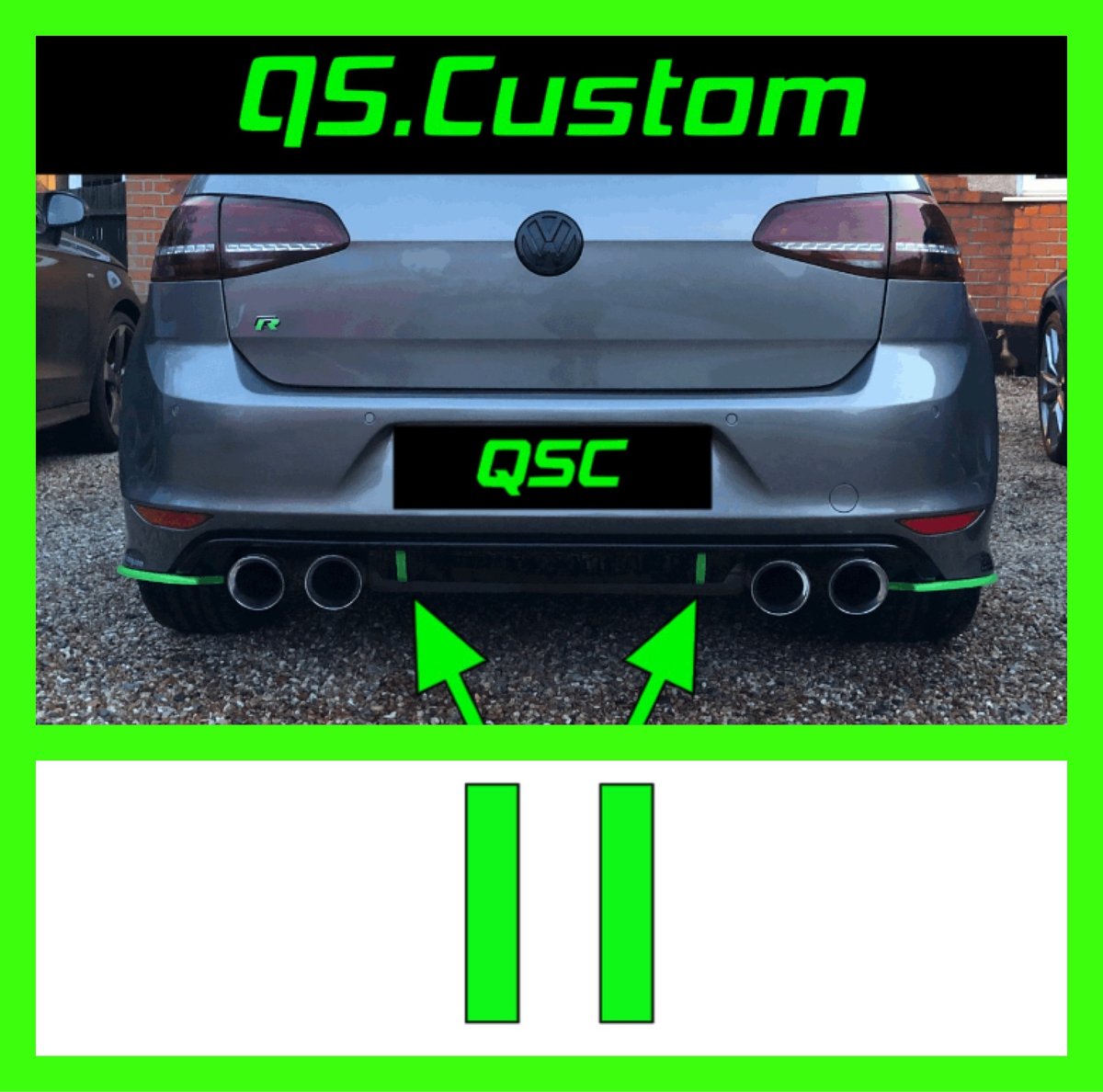 X2 Vw golf R Mk7 rear bumper diffuser strip stickers | QsCustom