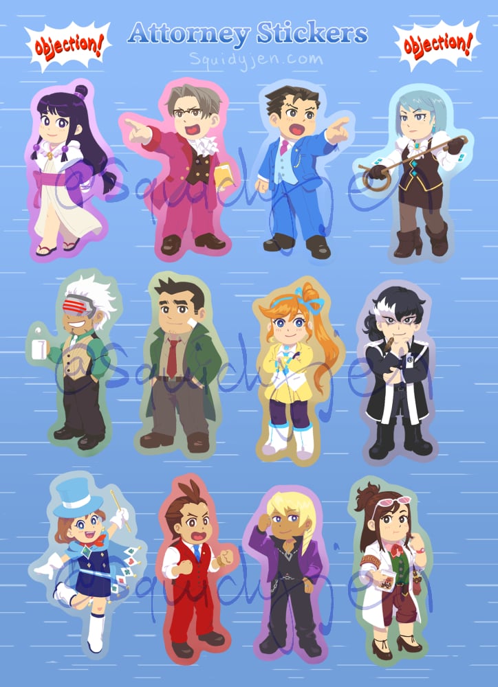 Ace Attorney Sticker Sheet | Squidyjen